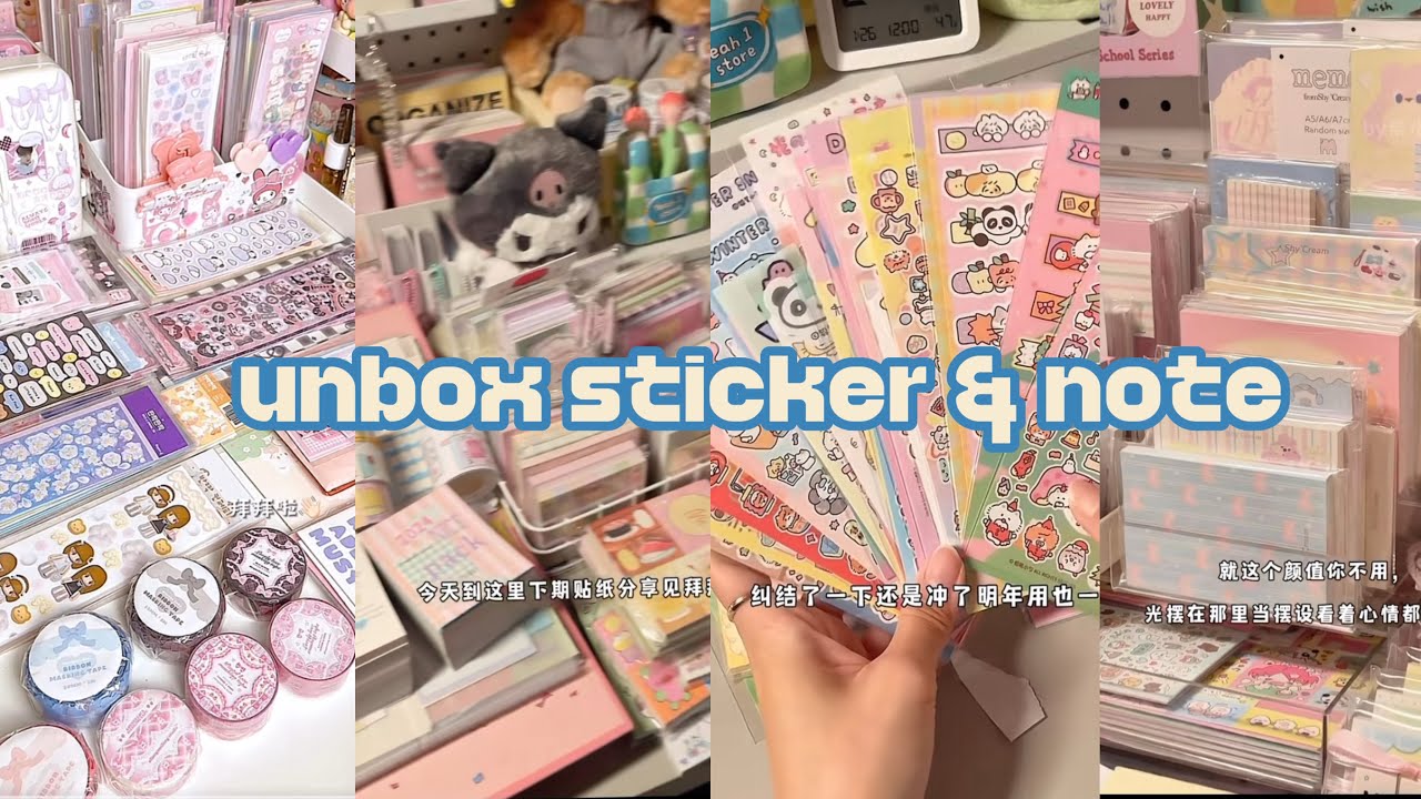 | DOUYIN | 🌷Tổng hợp unboxing sticker , giấy note cute 🦢 - YouTube