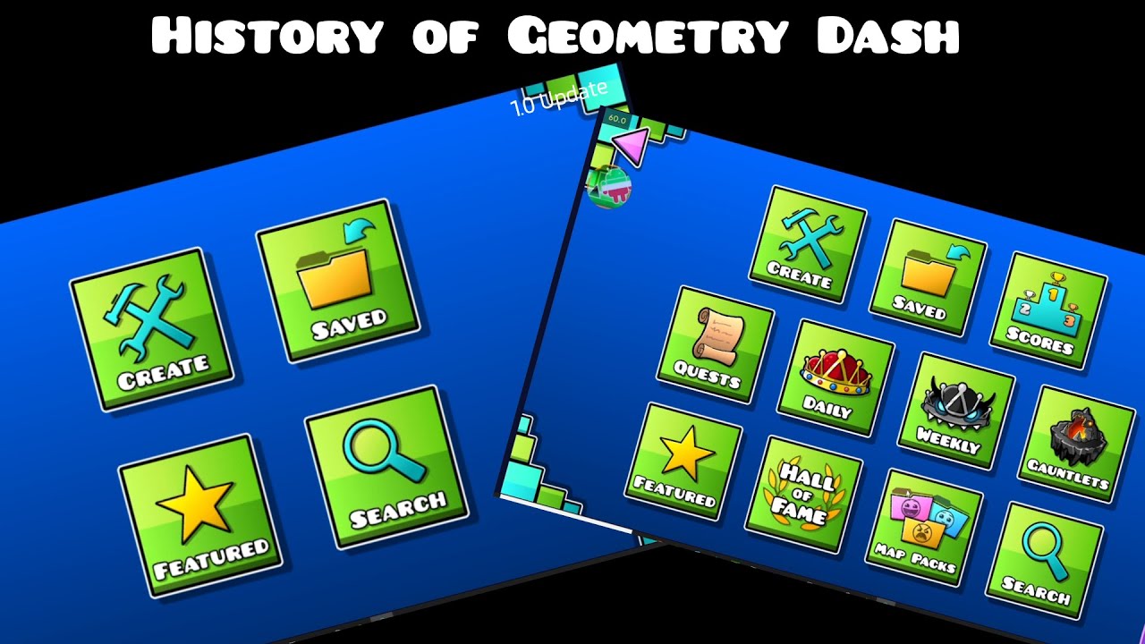 History of Geometry Dash (2013 - 2022) (1.0 - 2.1) - YouTube