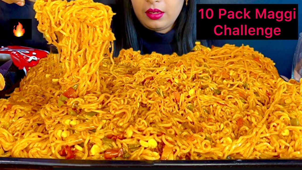 10 Packet Spicy Maggi Eating Challenge 😱 Maggi Challenge | Indian Maggi ...
