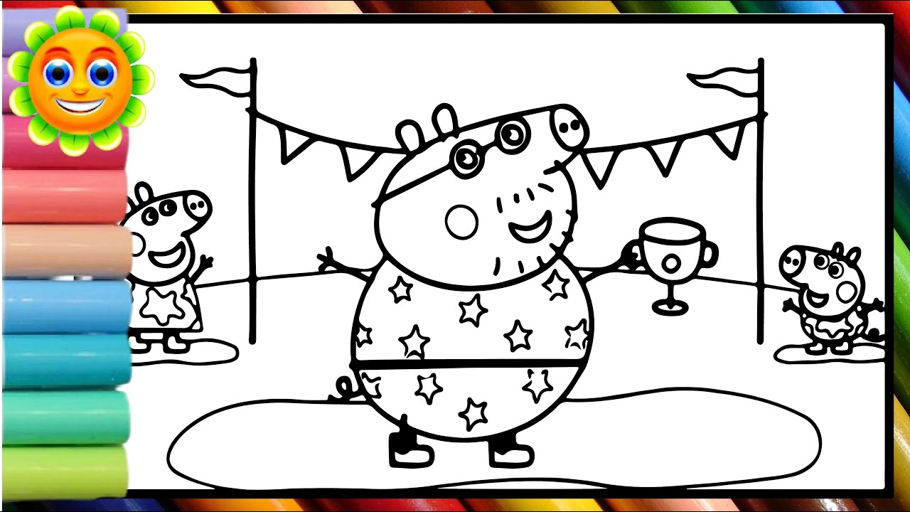 Daddy Pig win the cup Drawing and Coloring - Drawing and Coloring Peppa ...