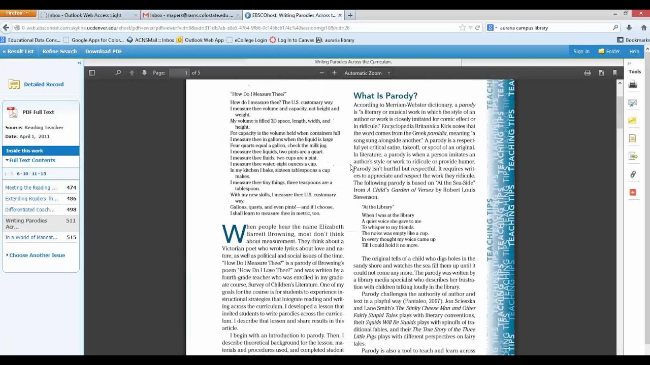 Search for Literature oline via the Auraria Campus Library - YouTube