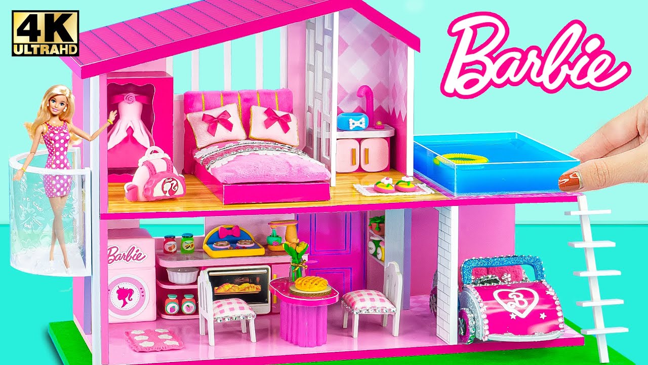 Build AMAZING Pink Barbie Dream House with Pool, Elevator use Cardboard ...