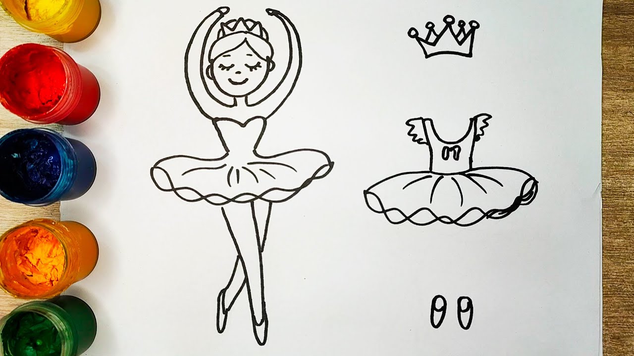 Cute and Beautiful Ballerina Drawing, Painting and Coloring For Kids ...