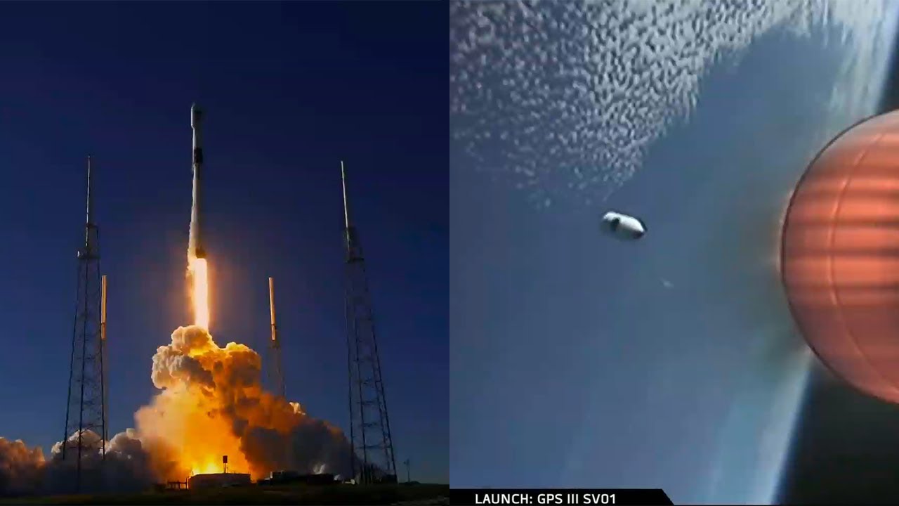 Falcon 9 launches GPS III SV01 - YouTube