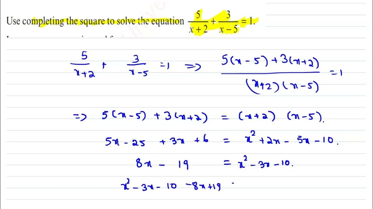 Chapter 1 - Completing the square - Example 1.7 - Use completing the ...