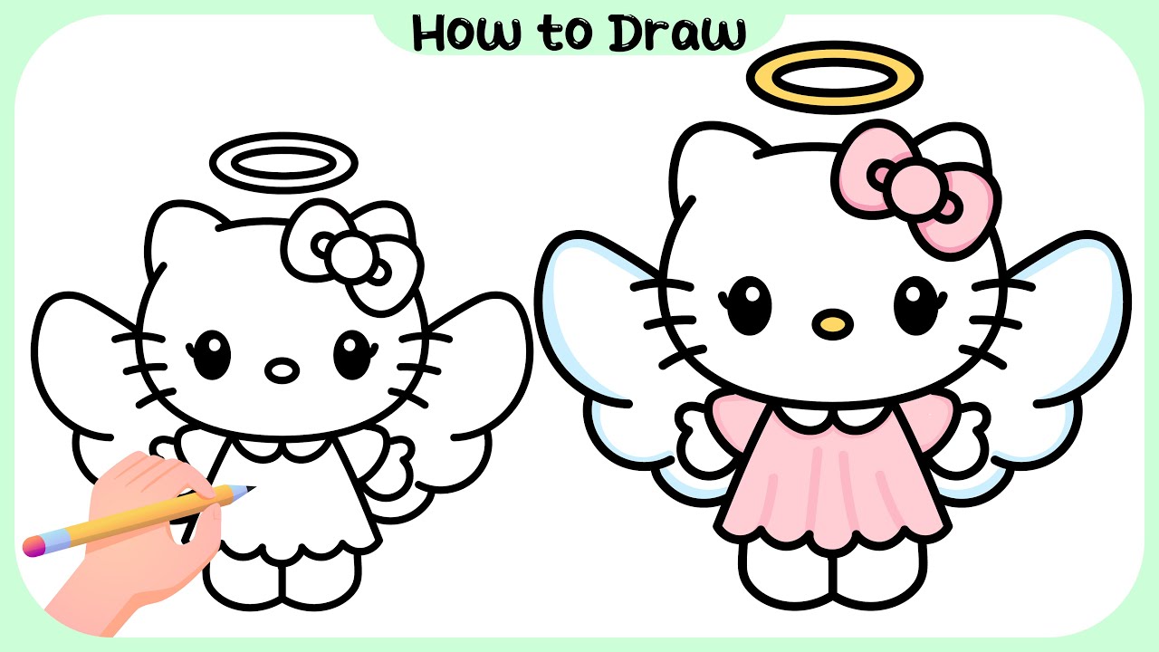 How to Draw Hello Kitty Angel | Easy Step-by-Step Tutorial - YouTube