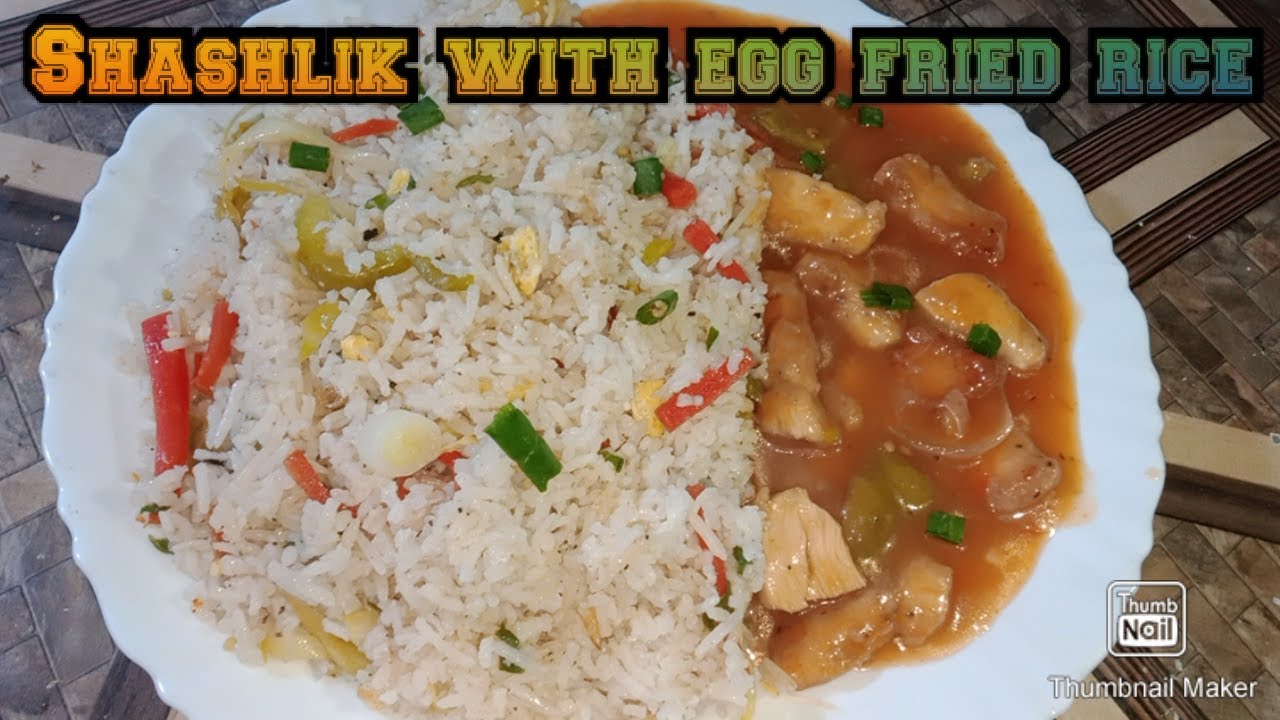 Egg fried rice with chicken shashlik sauce recipe by cooking With Saba ...