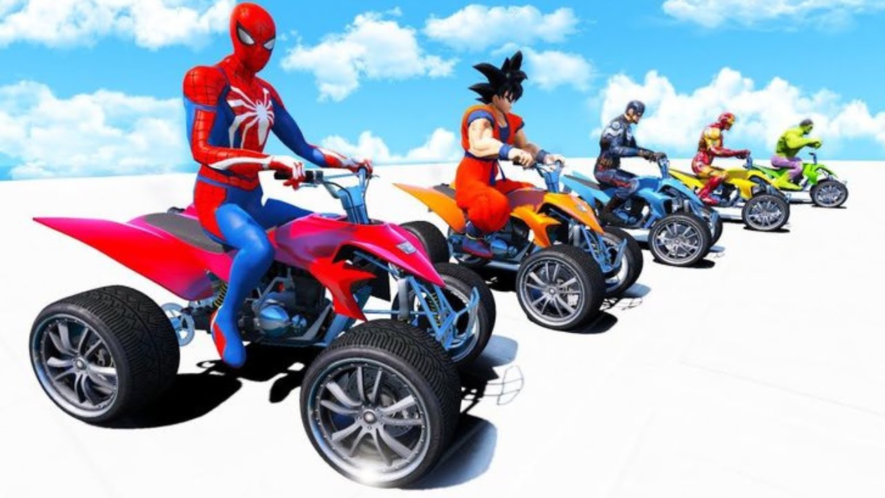 Spider Man With motorcycles super racing car - YouTube
