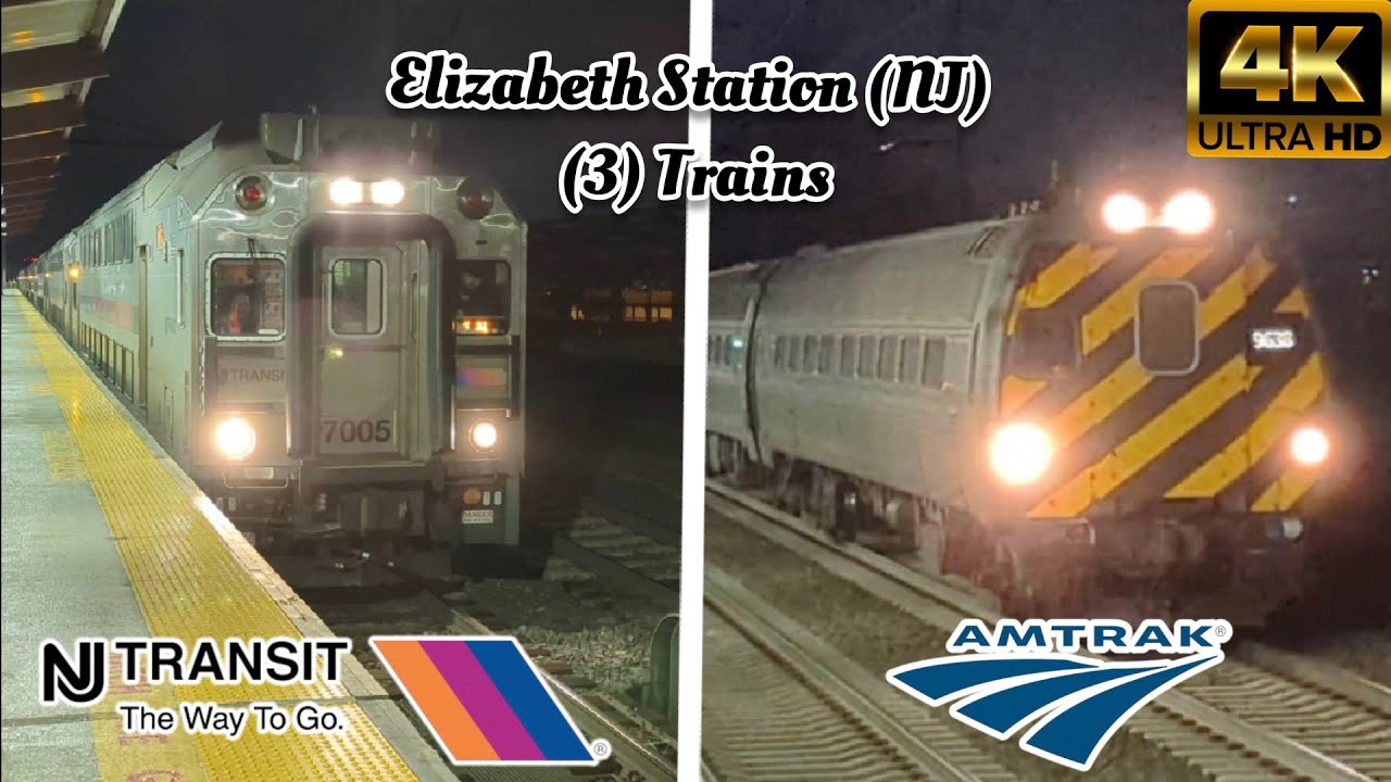 3 NJT and Amtrak Trains at Elizabeth Station (Reconstruction) & (2 ...