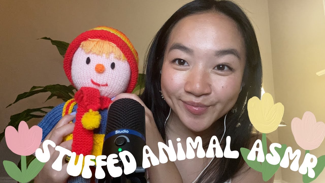 ASMR stuffed animal collection 🧸 fabric sounds, mic brushing, sand ...