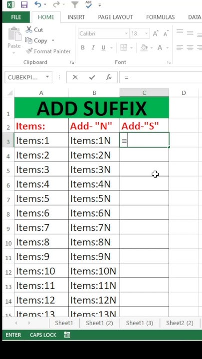 how to add suffix to data in excel | EXCEL - YouTube