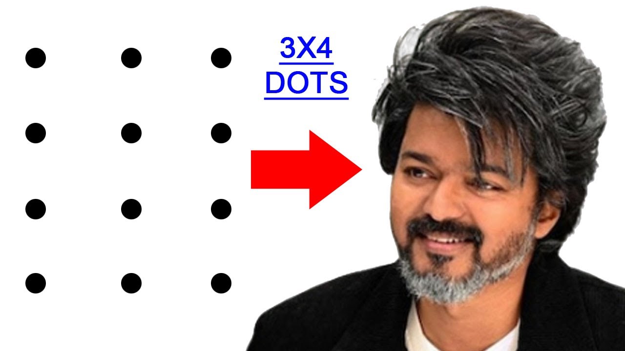 Turn 3x4 dots into Thalapathy Vijay drawing - Leo Vijay drawing - Vijay ...