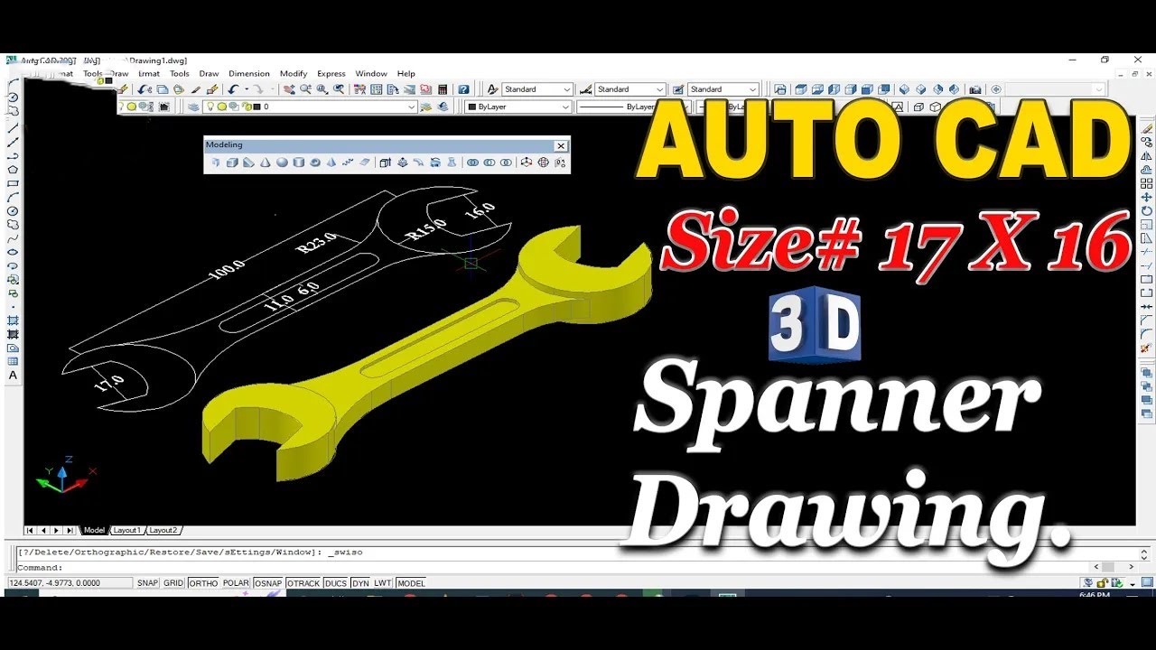 Auto Cad 3D | How to Draw Spanner in Auto Cad 3D | How to Drawing ...