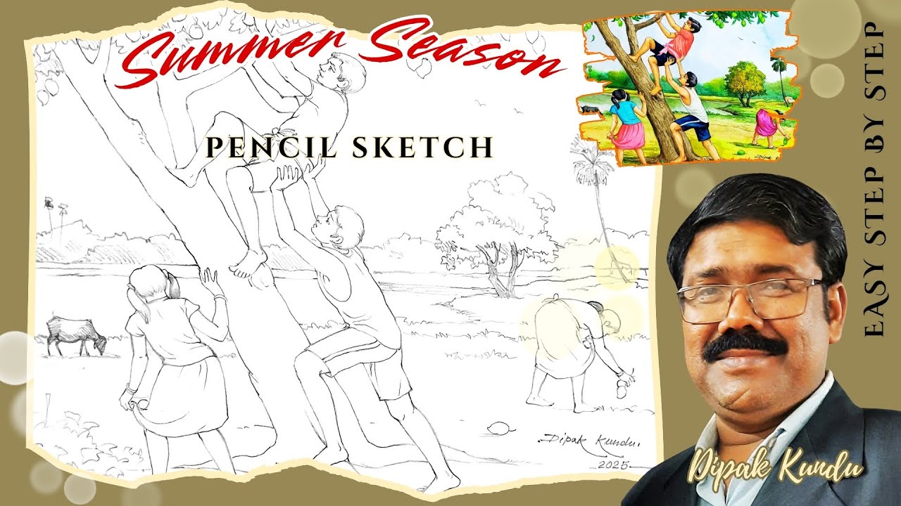 Beautiful Summer Season Memory Drawing | Summer Season Drawing | Summer ...