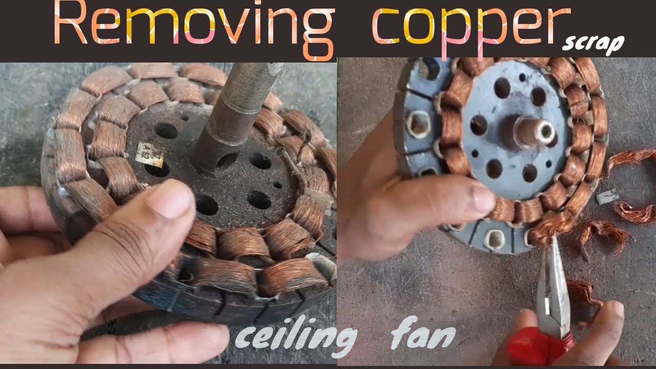 Removing copper from ceiling fan motor core for scrap സിലിംഗ്ഫാന്റെ ...