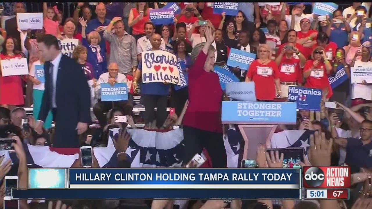 Hillary Clinton holding rally in Tampa on Wednesday - YouTube