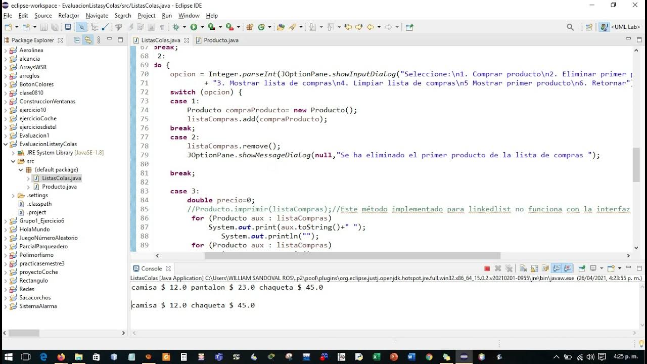 Uso lista enlazada y lista de colas en java - YouTube