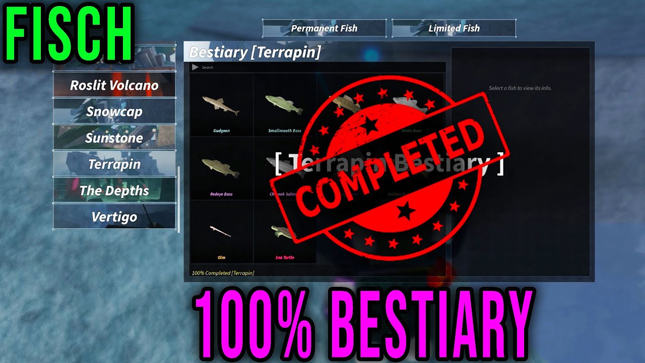 100% TERRAPIN ISLAND BESTIARY SHOWCASE + ALL FISHES [FISCH] - Roblox ...