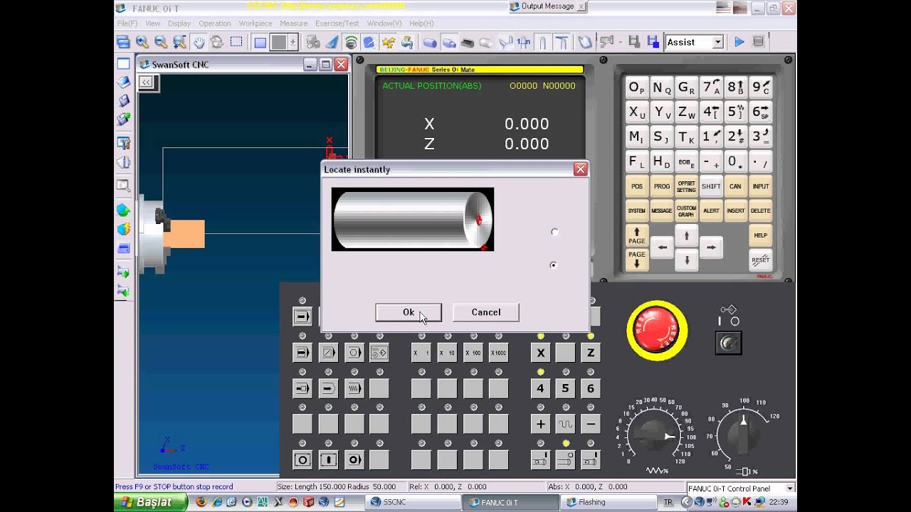 cnc fanuc 1. takımı iş parçası referans noktasına sıfırlama ve G54 part ...
