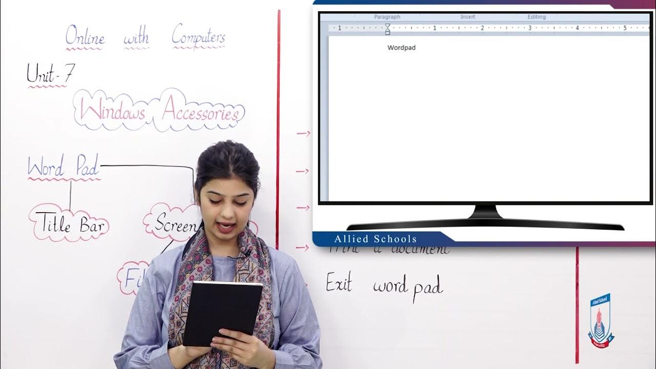 Class 5 - Computer Studies - Chapter 7 - Lecture 3 - WordPad (File Tab) - Allied Schools - YouTube