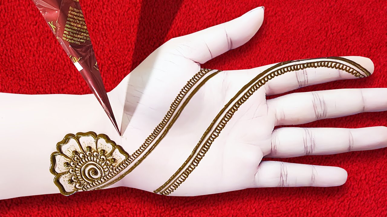 easy trick hand mehndi design with lines - mehndi for beginners ...