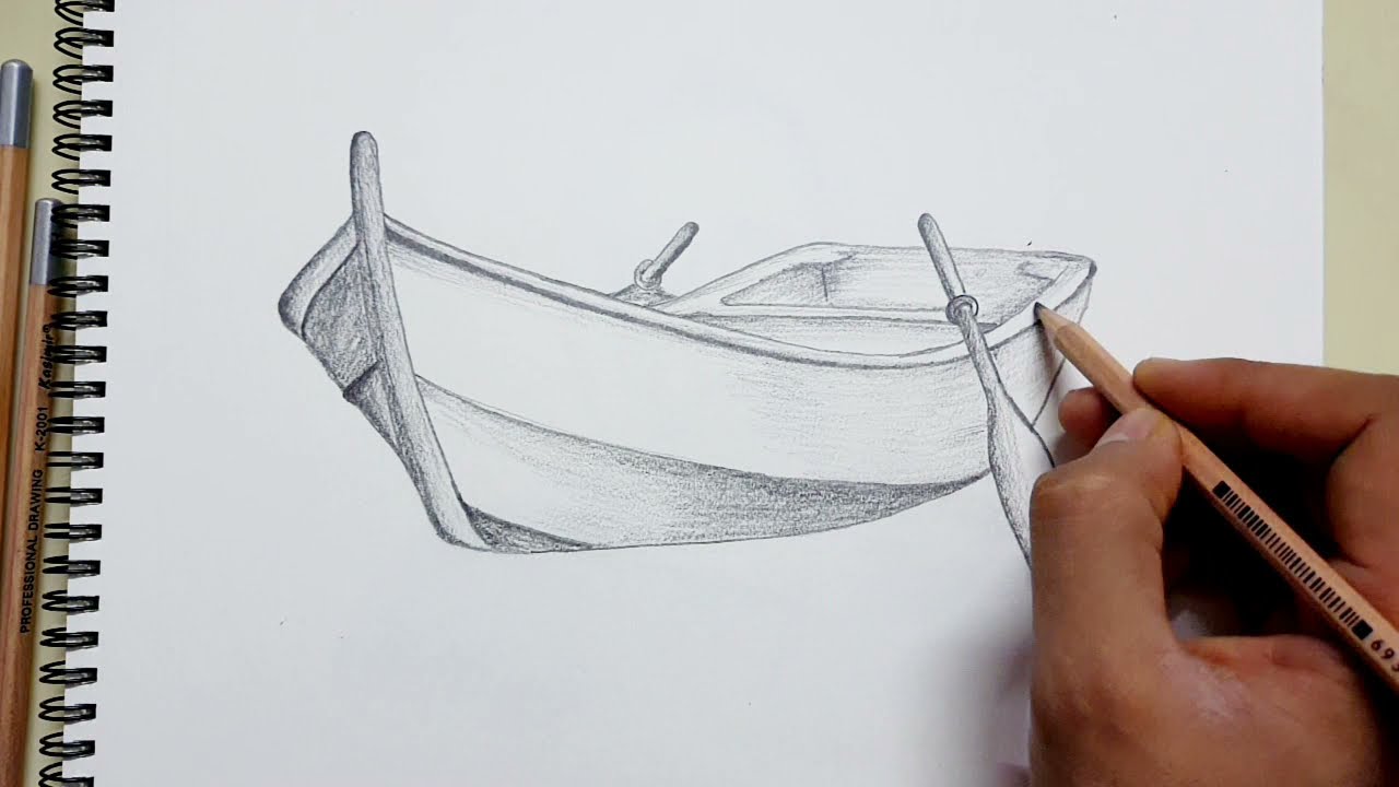 Boat Pencil Drawing || Pencil Sketch || How to draw a Boat with Shading ...