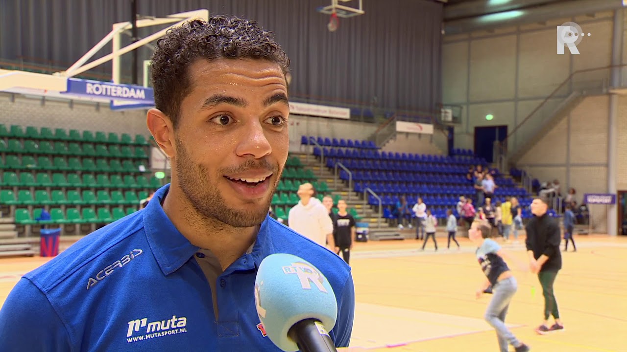 Jito Kok (Dutch Windmills) na de 77-60 winst tegen Feyenoord Basketball ...