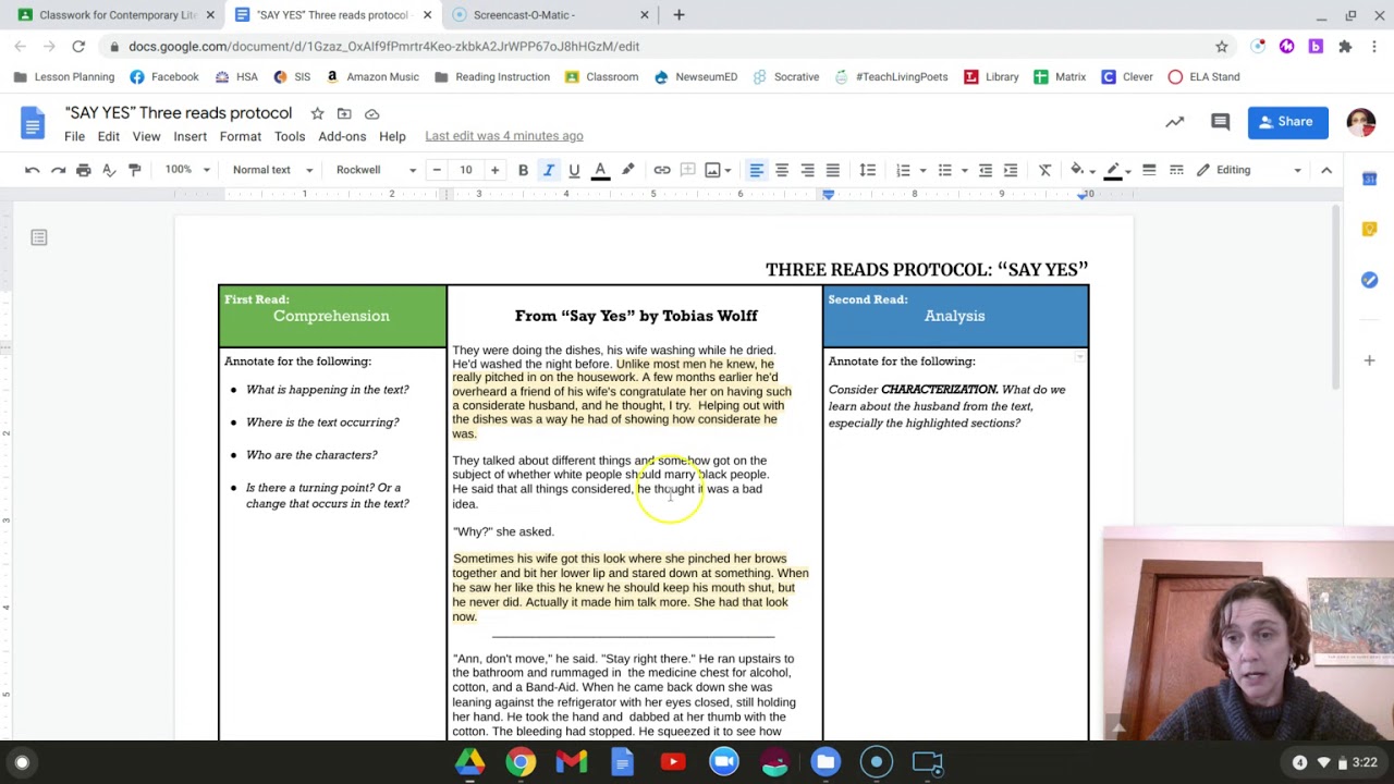 Three Reads Protocol: "Say Yes" by Tobias Wolff - YouTube
