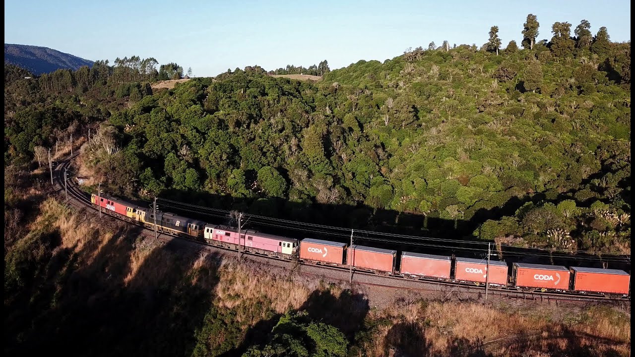 229 climbing the Raurimu Spiral from drone - YouTube