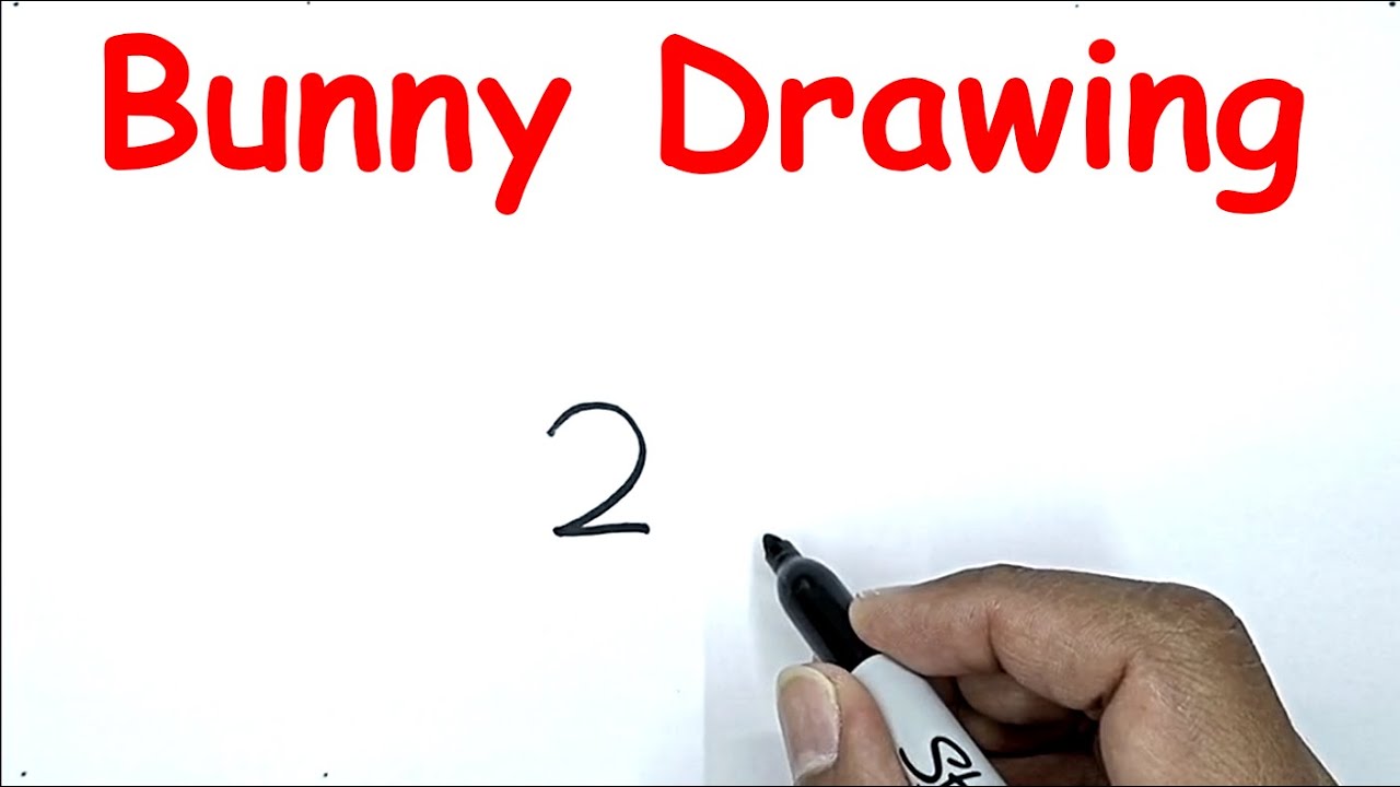 How To Draw A Bunny With Number 2 | Drawing With Number - YouTube