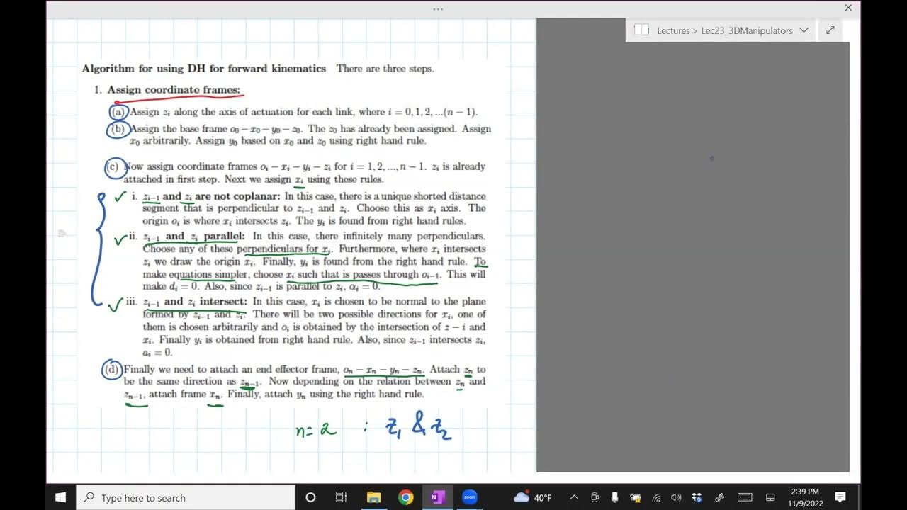 Robotics Lec 23b: 3D Manipulator, 3 exampels of Denavit-Hartenberg (part 2 of 2) (Fall 2022 ...