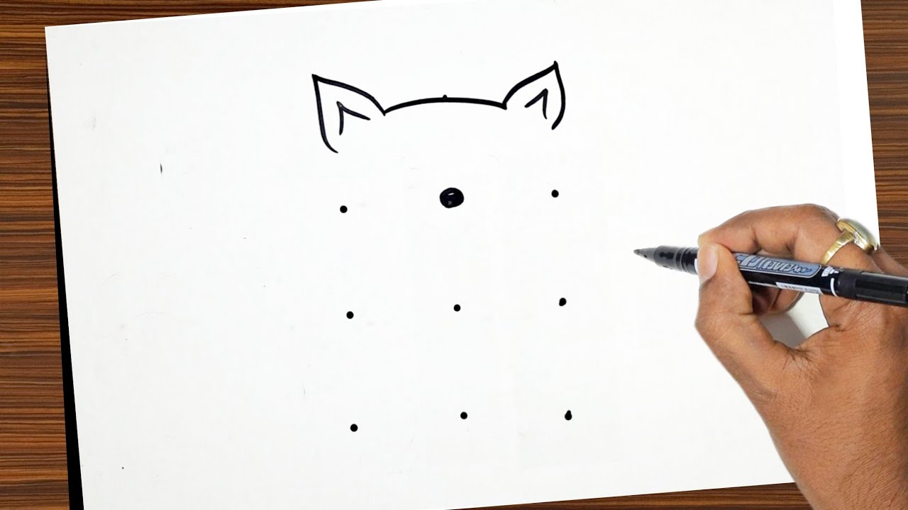 How To Draw A Cat Step By Step | Cat Drawing From 11 dots || cat ...