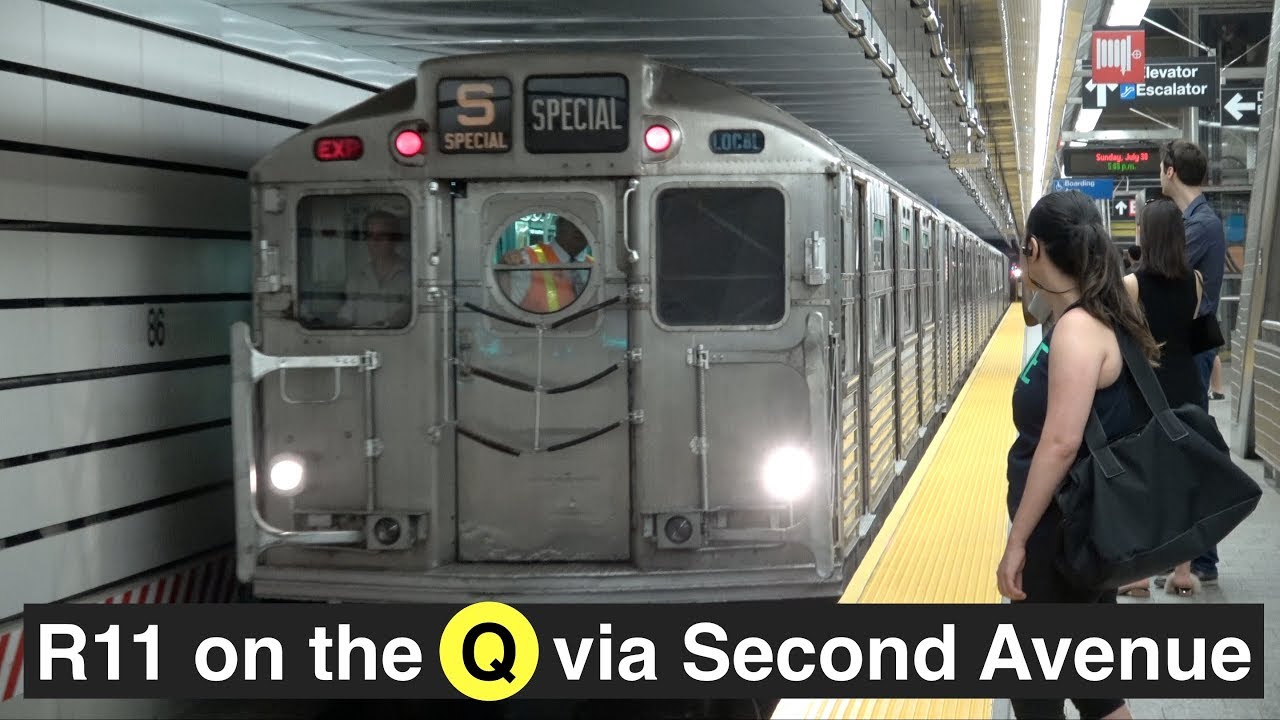 ⁴ᴷ Train of Many Metals with the R11 on the (Q) via Second Avenue - YouTube