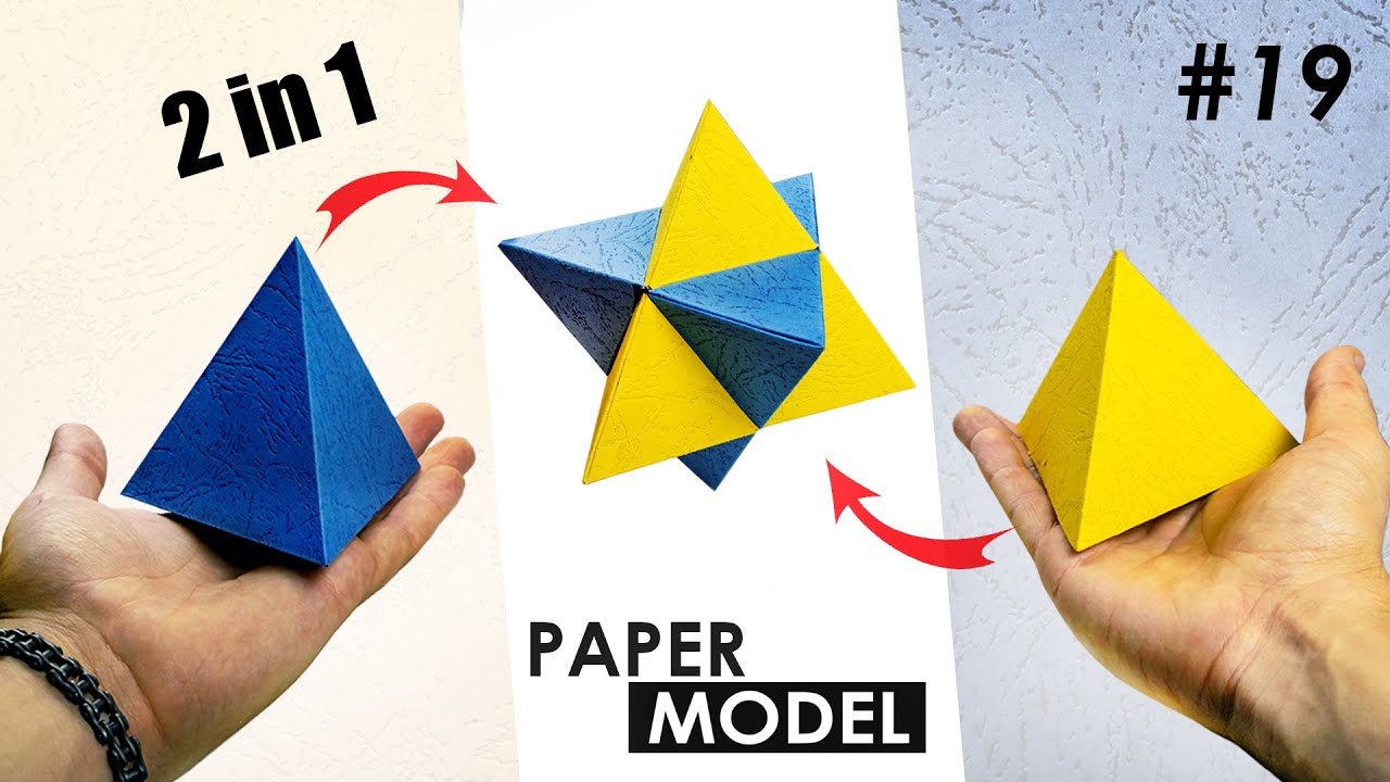 19. Two pyramids in one paper model // The stellated octahedron (Kepler ...
