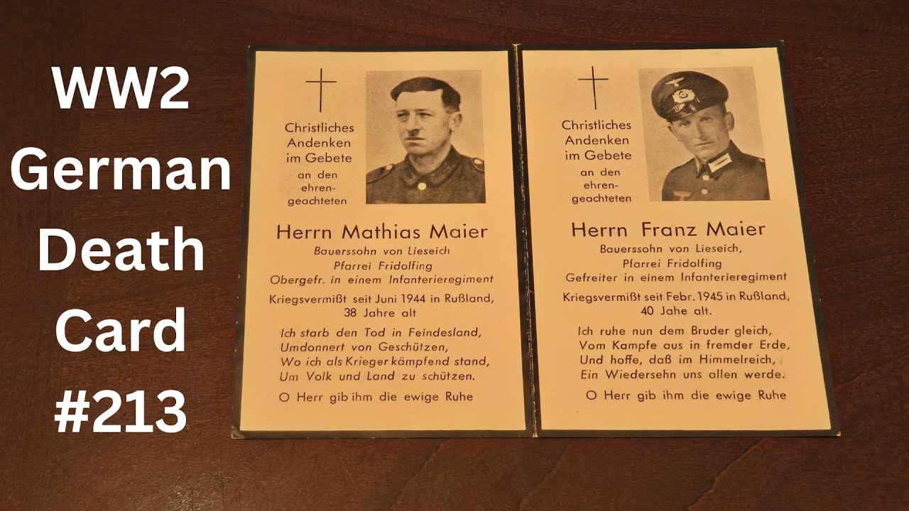 WW2 German Death Card #213 - YouTube