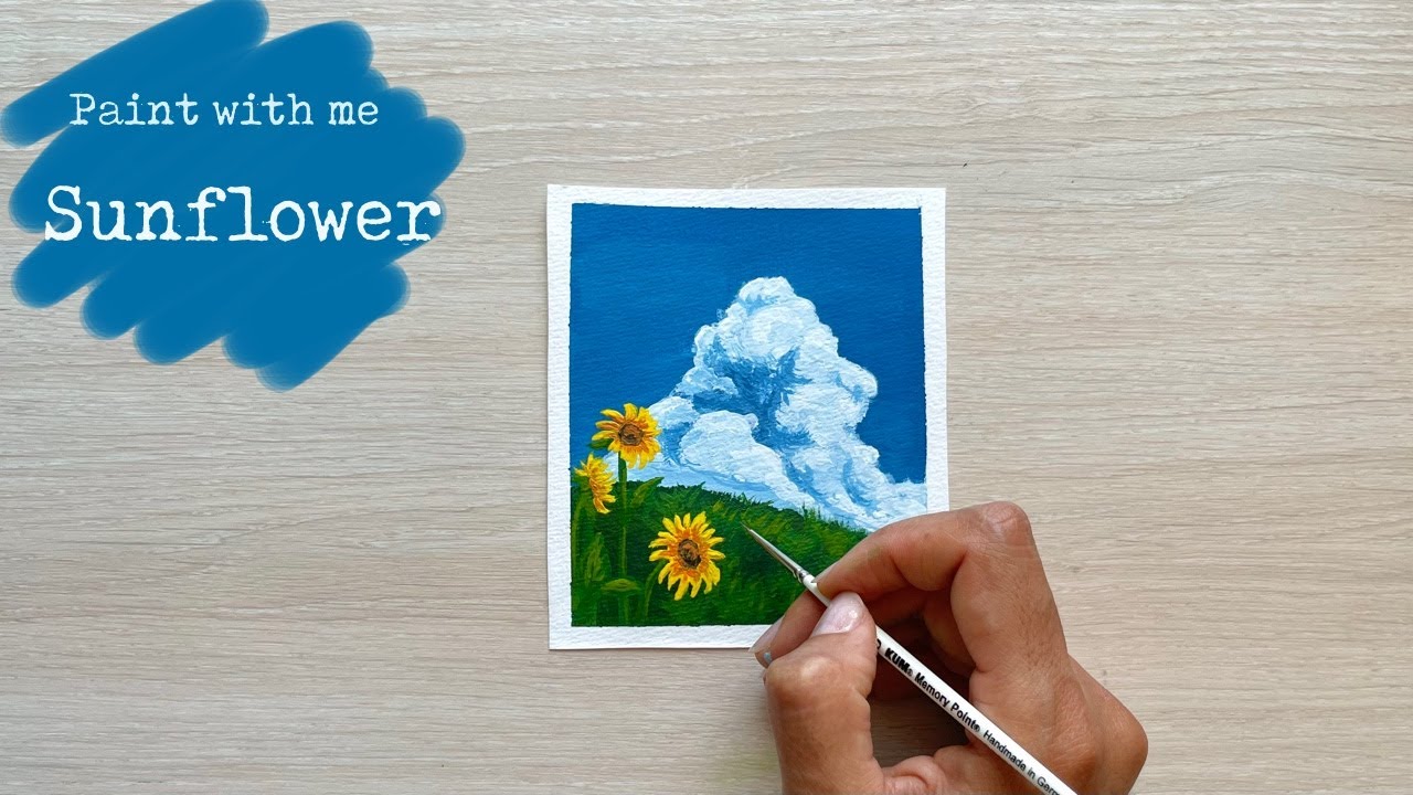 Studio Ghibli scene | Painting sunflowers and clouds | Gouache painting ...