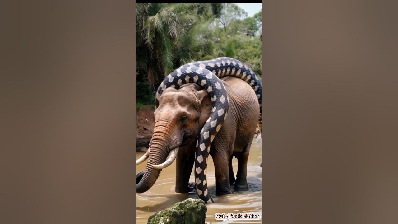 Giant elephant and Python #cuteducknation #shorts #viralshorts - YouTube