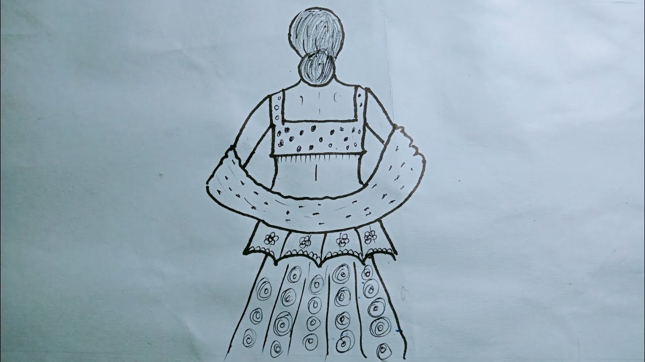 How to Draw Beautiful Girl Back Side Step by step!! Girl drawing Back ...