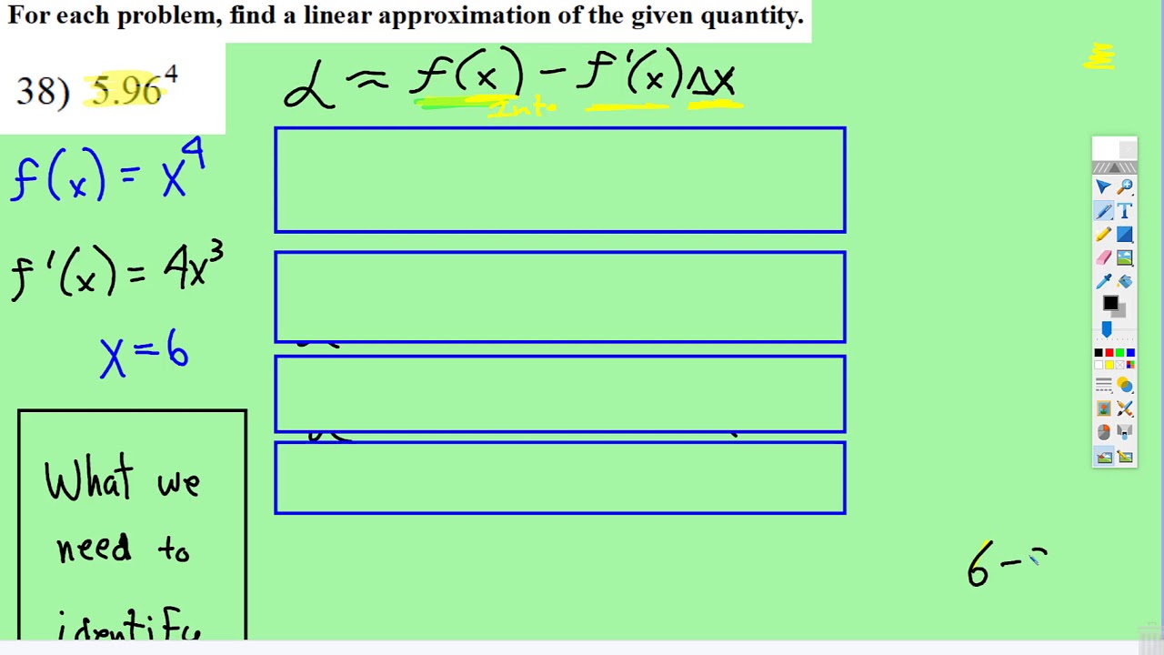 Derivatives Find The Linear Approximation Of A Polynomial Function Youtube