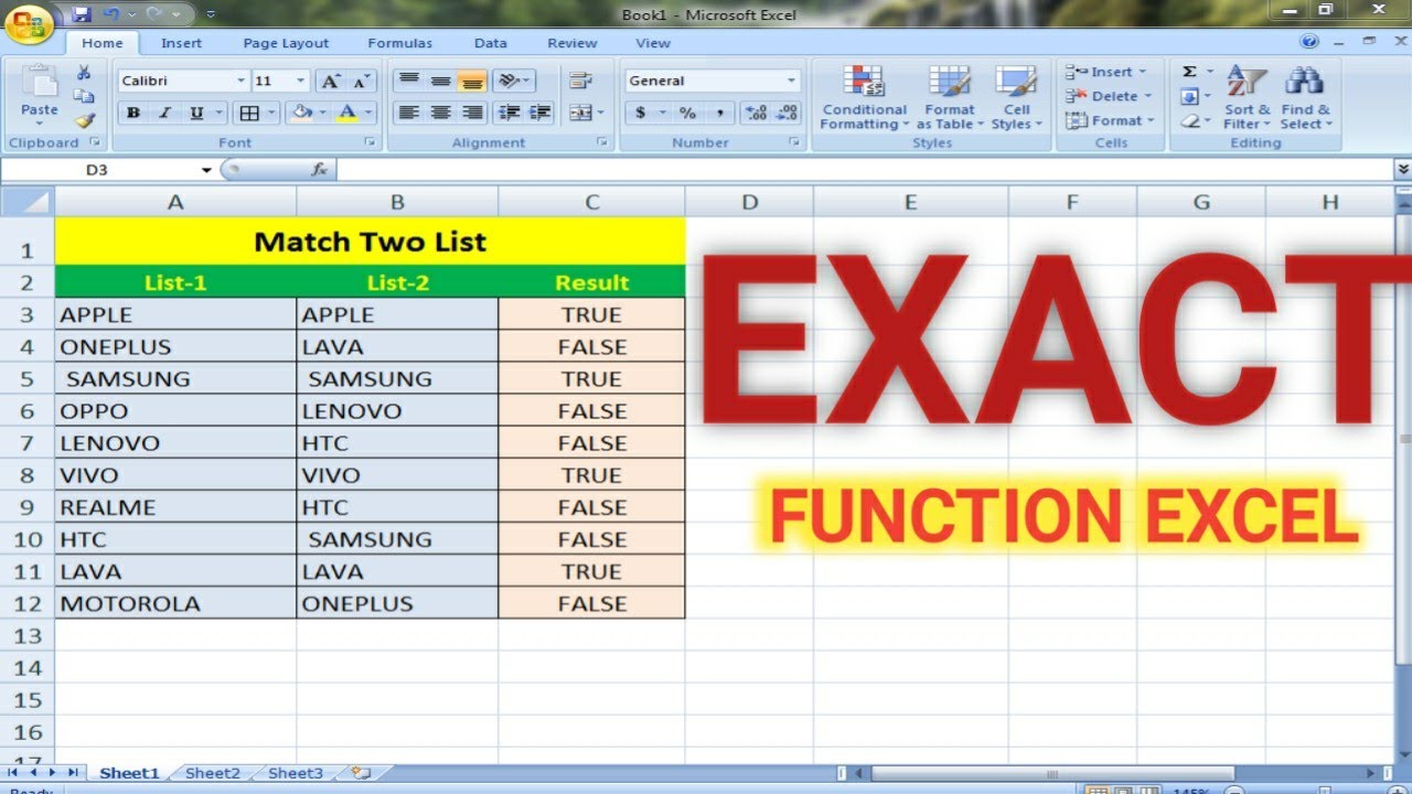 Two Columns In Excel For Matches Differences Using EXACT Two Columns In Excel For Matches Differences Using EXACT