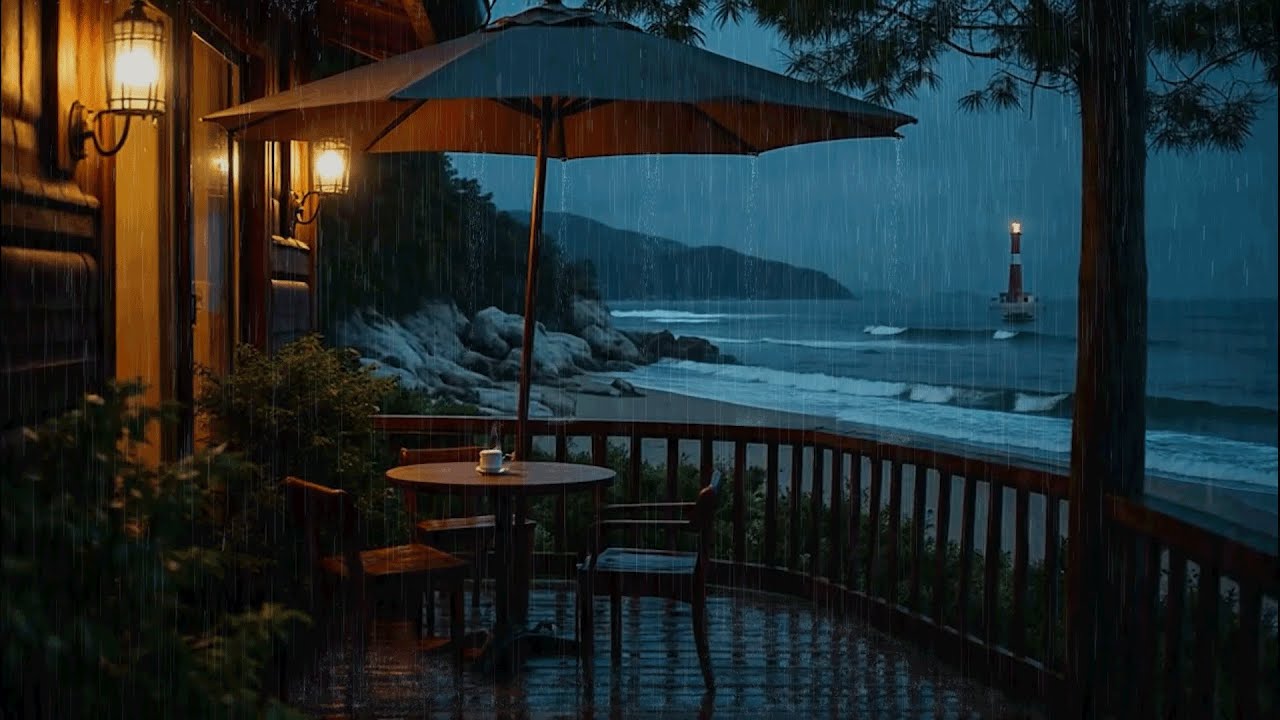 Lluvia Tranquila en una Cabaña Frente al Mar 🌧 | Relájate y Duerme al ...