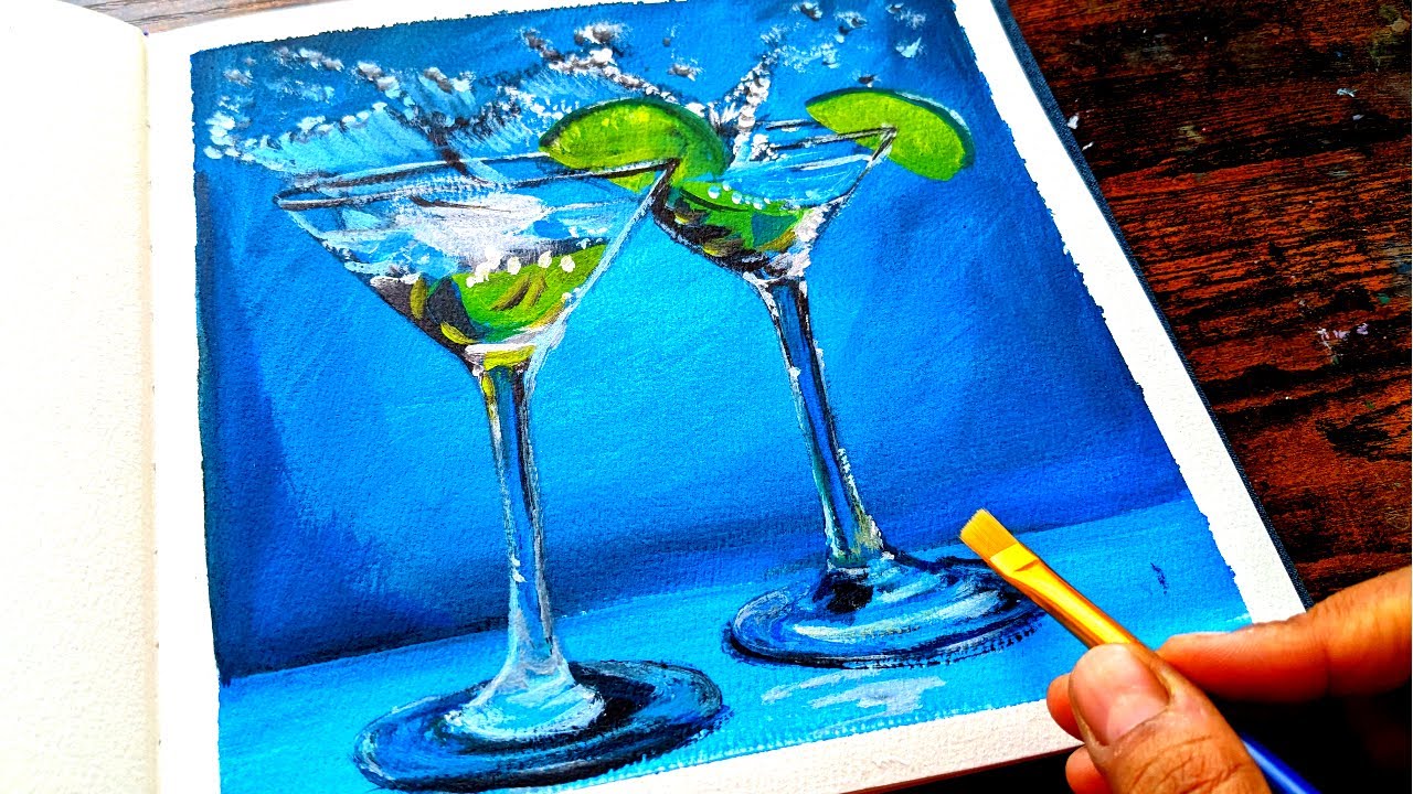 Martini Drinks | Acrylic Still life painting Step by step - YouTube