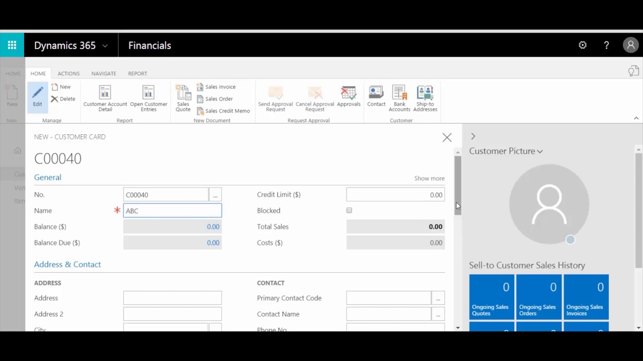 Create a Customer in Microsoft Dynamics 365 Financials - YouTube