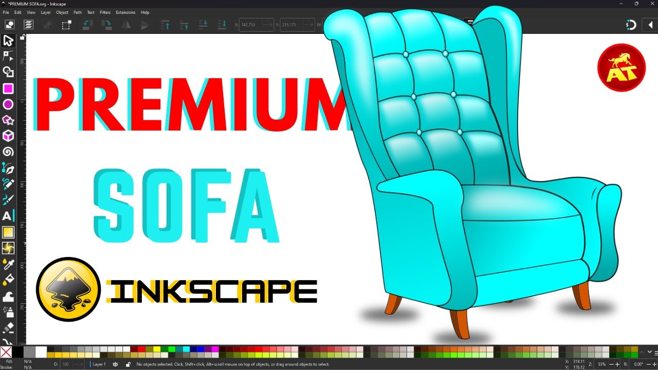 “Design a Premium Sofa Using Bezier Tool in Inkscape | Realistic Vector ...