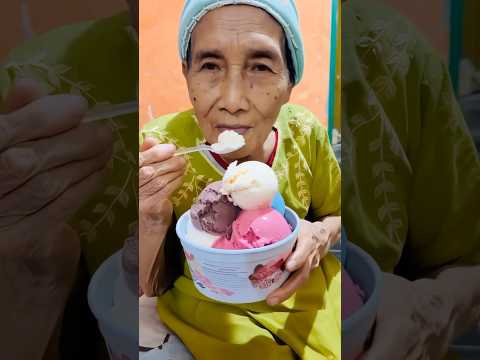 Nenek uyut makan es krim satu ember #makan #mukbang #jajanan