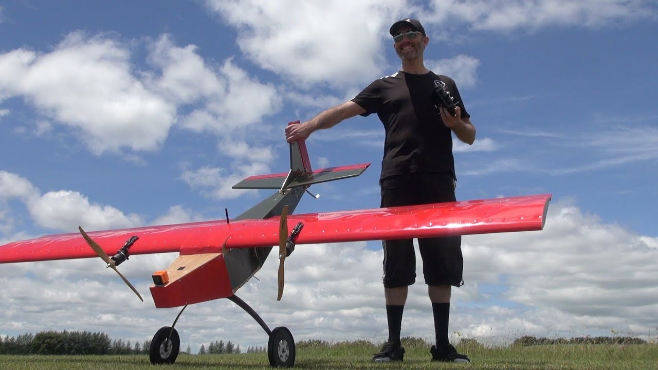 Maiden flight: iForce2D's huge flying coffin RC plane - YouTube