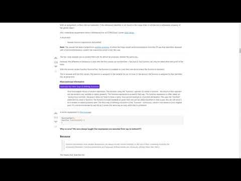 var functionName = function() {} vs function functionName() {} - YouTube