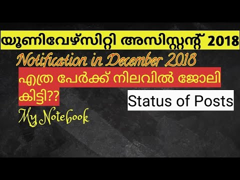 University assistant 2018 Notification and Status of post of current list