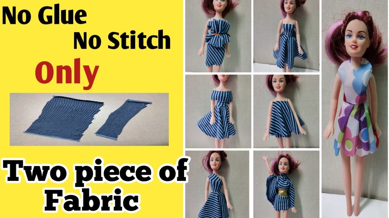 DIY barbie dress | Barbie cloth hack | Doll dress making | how to make ...
