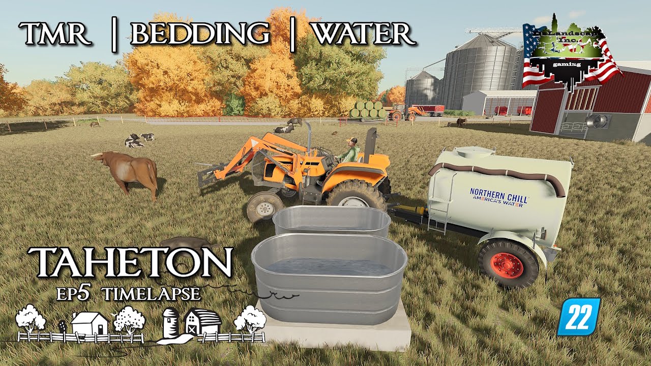 TAHETON EP5 TIMELAPSE | CATTLE WORK & MOVING BALES | FS22 | FARMING ...